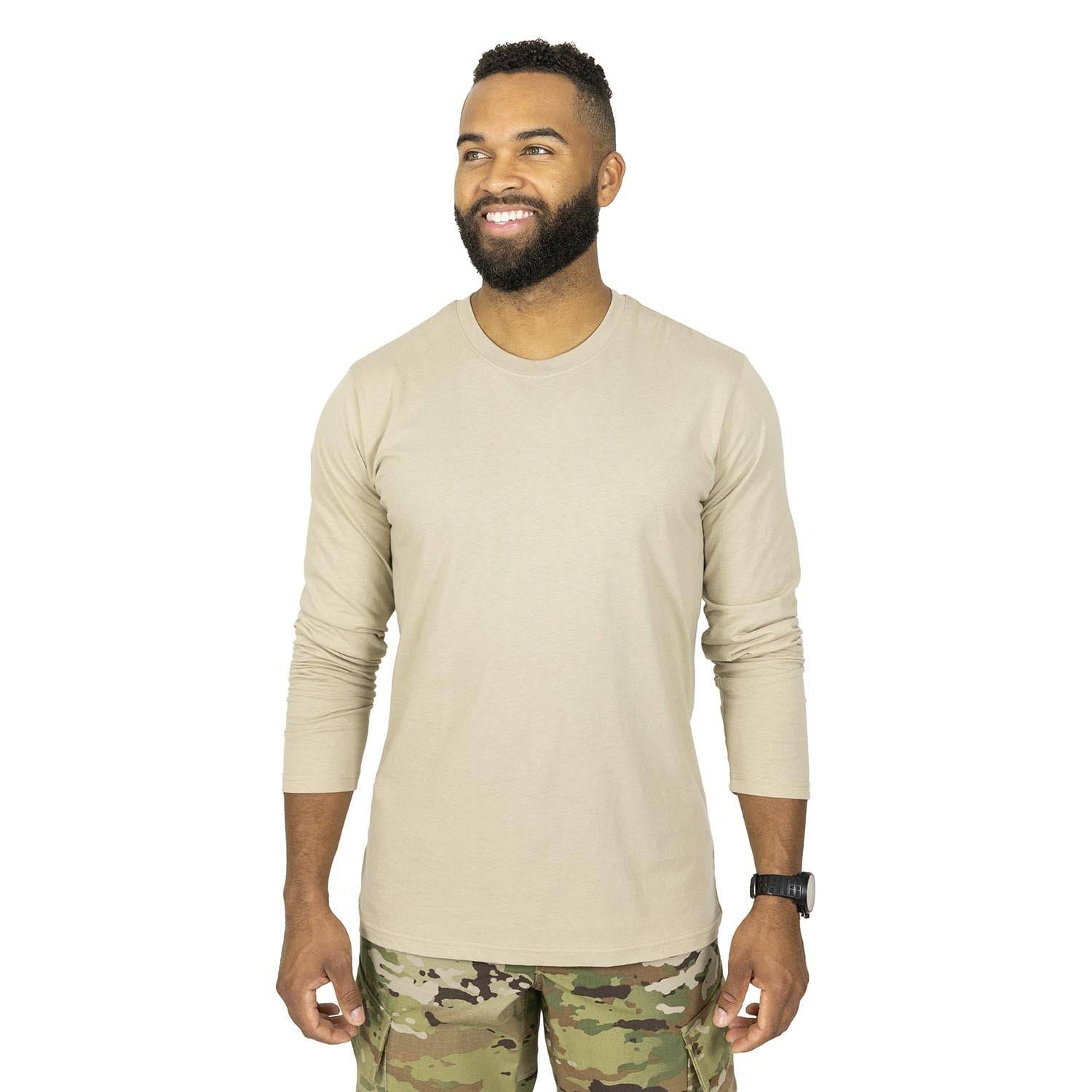 Mission Made Men's Long Sleeve Crew Neck Tshirts (2 Pack) | SAND | TS3